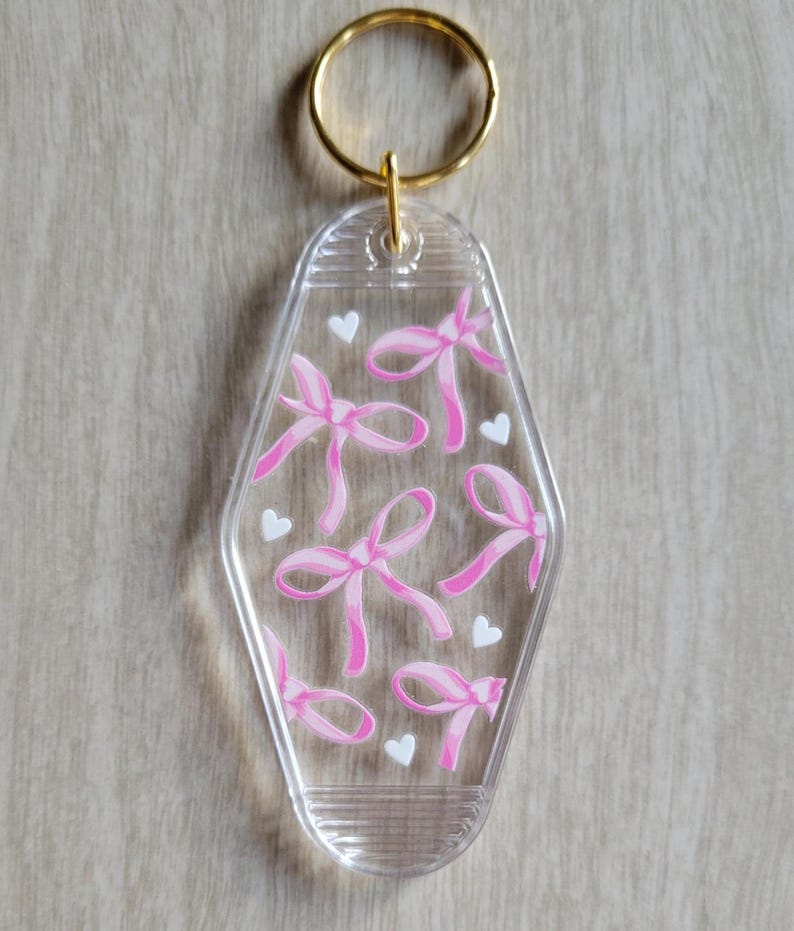 Clear Motel Keychain With Gold Key Ring - Etsy