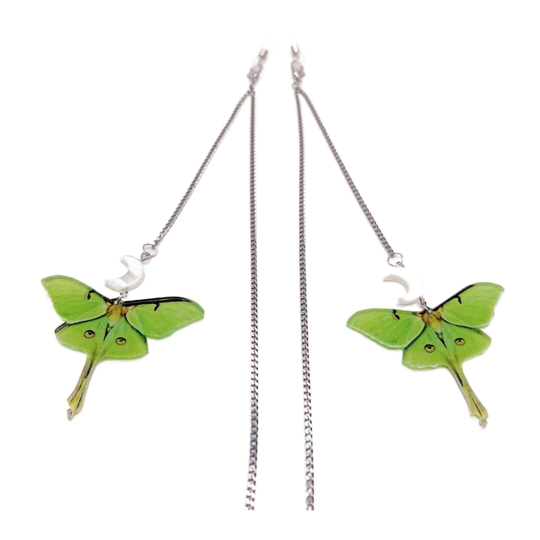 Moth Pendant Glasses Chain/green Butterfly Pendant Glasses Chain/insect ...