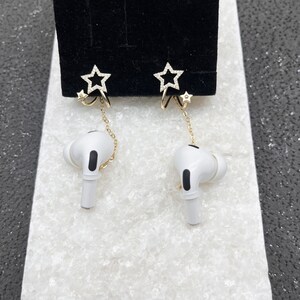 S925 Silver Needle Round Earbuds Star Earrings, Airpods Loss Prevention ...