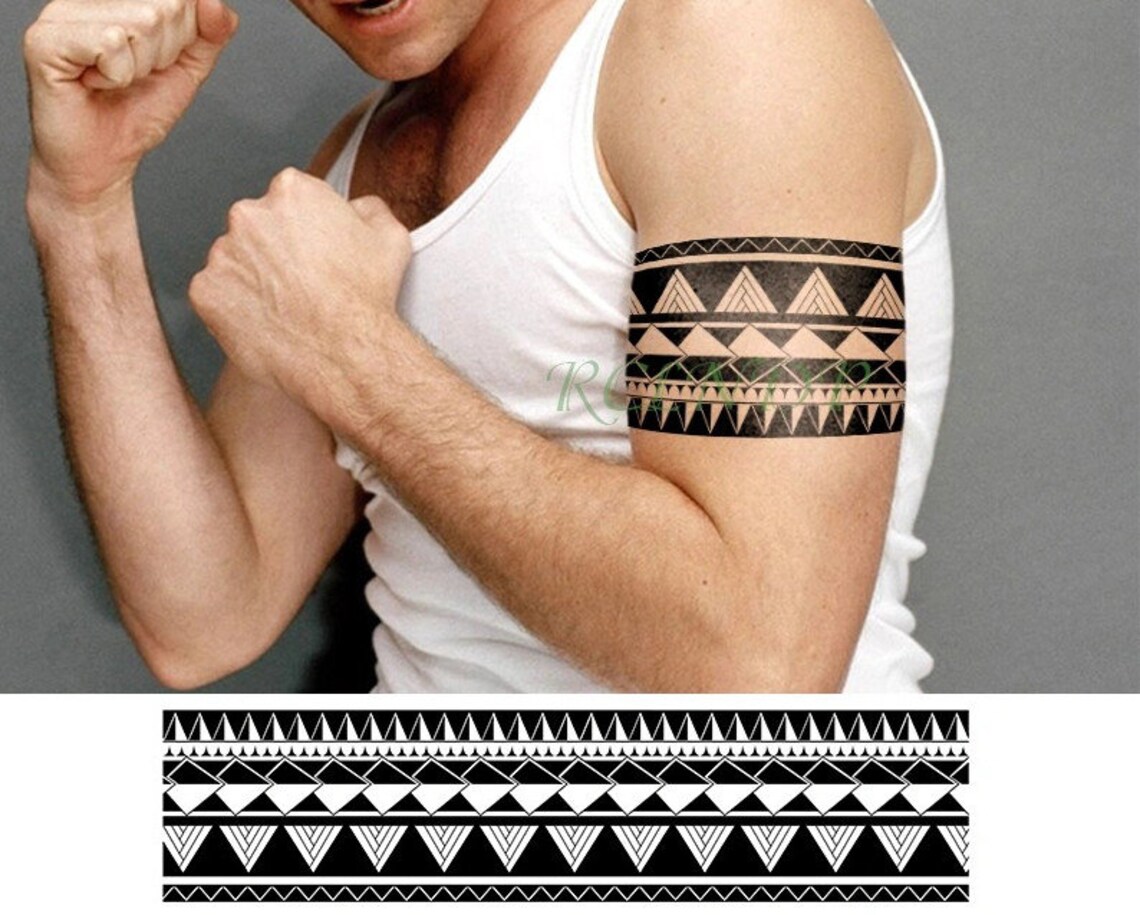 2pcstemporary Black Armband Tattoo Armband Tattoo Polynesian Etsy