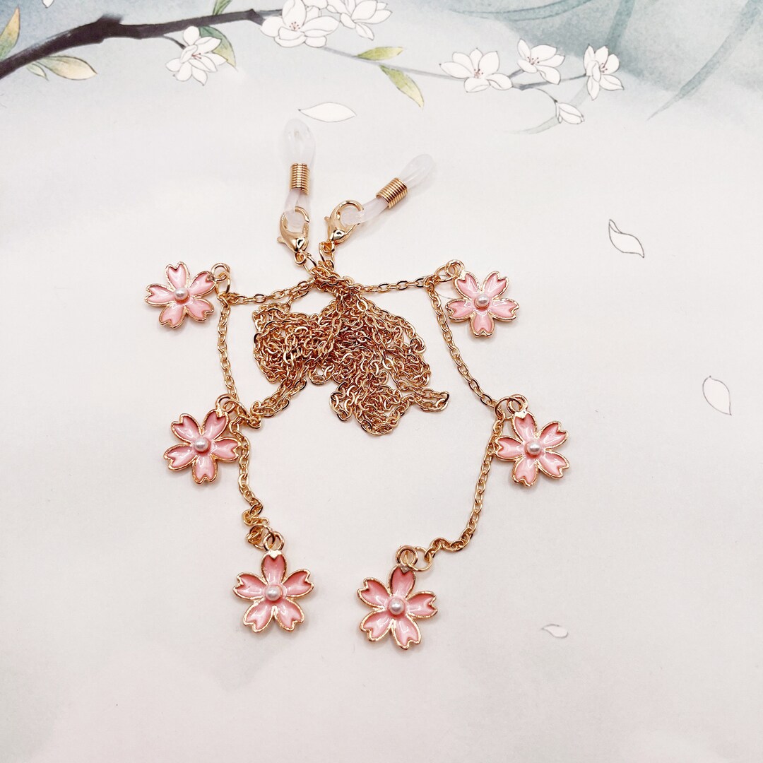 Pink Cherry Blossom Pendant Glasses Chain/sakura Glasses Chain/flower ...