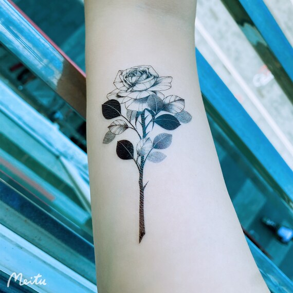2 temporary rose tattoos/small rose temporary tattoos/retro | Etsy