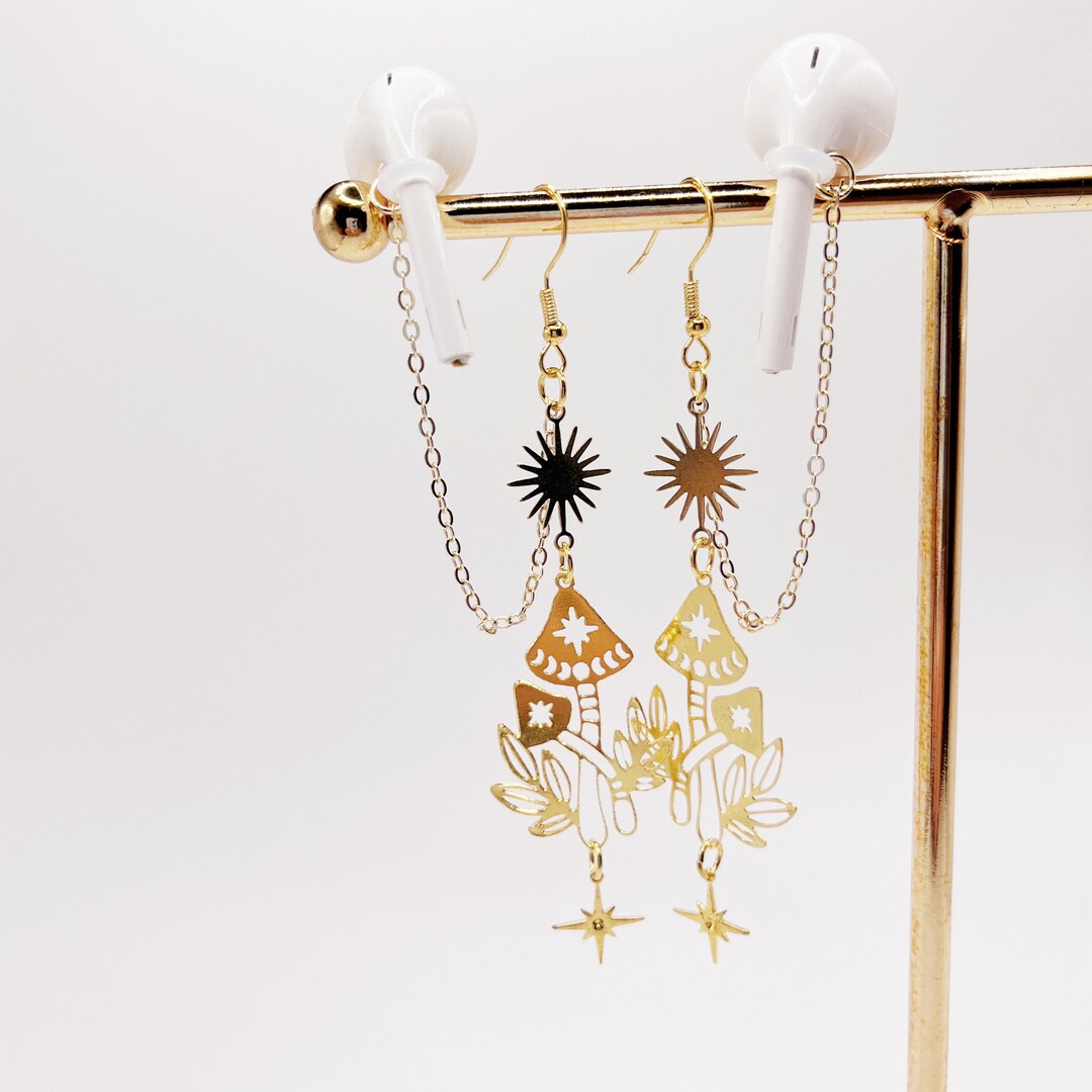 AirPod Vertical Stud Earrings/forest Mushroom Airpods Stud Earrings ...