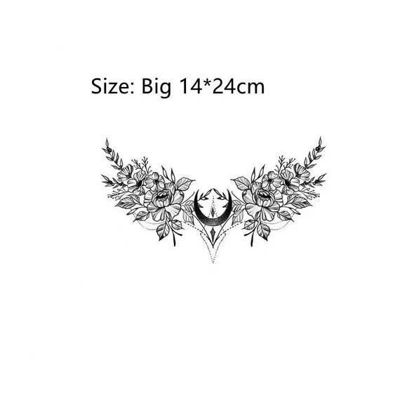 Black And White Flower Chest Tattoos