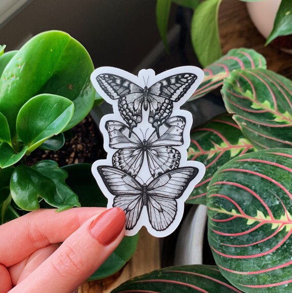 Clear Black Butterflies Sticker - Etsy
