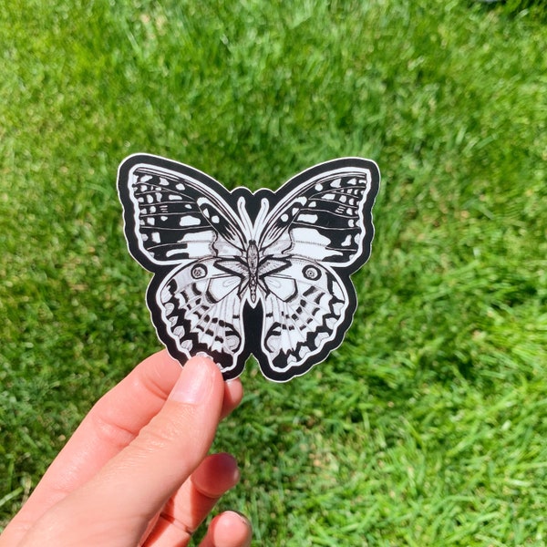 Black and White Butterfly Sticker - Etsy