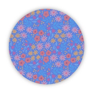 Periwinkle Florals Circle Sticker - Etsy
