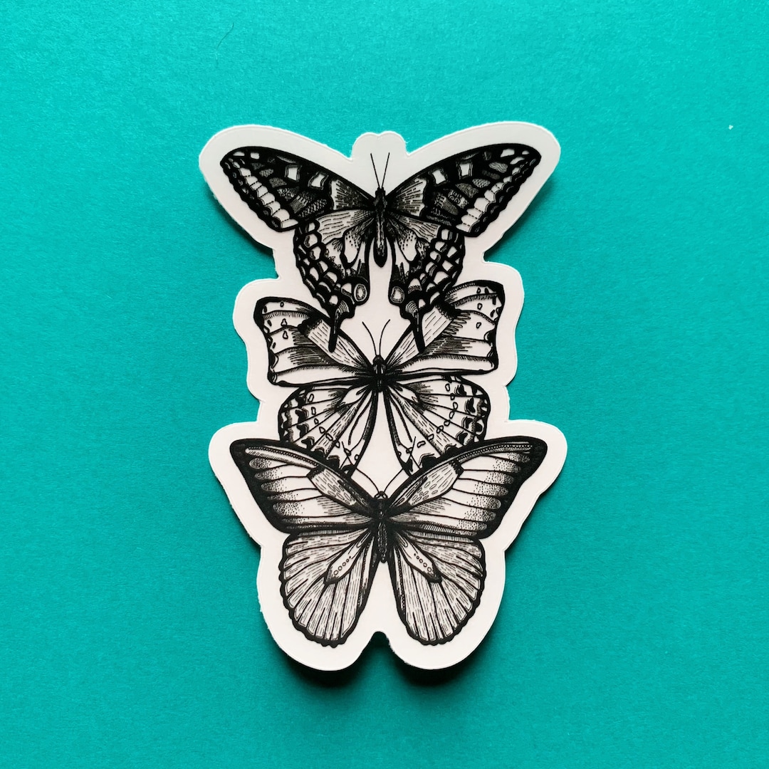 Clear Black Butterflies Sticker - Etsy