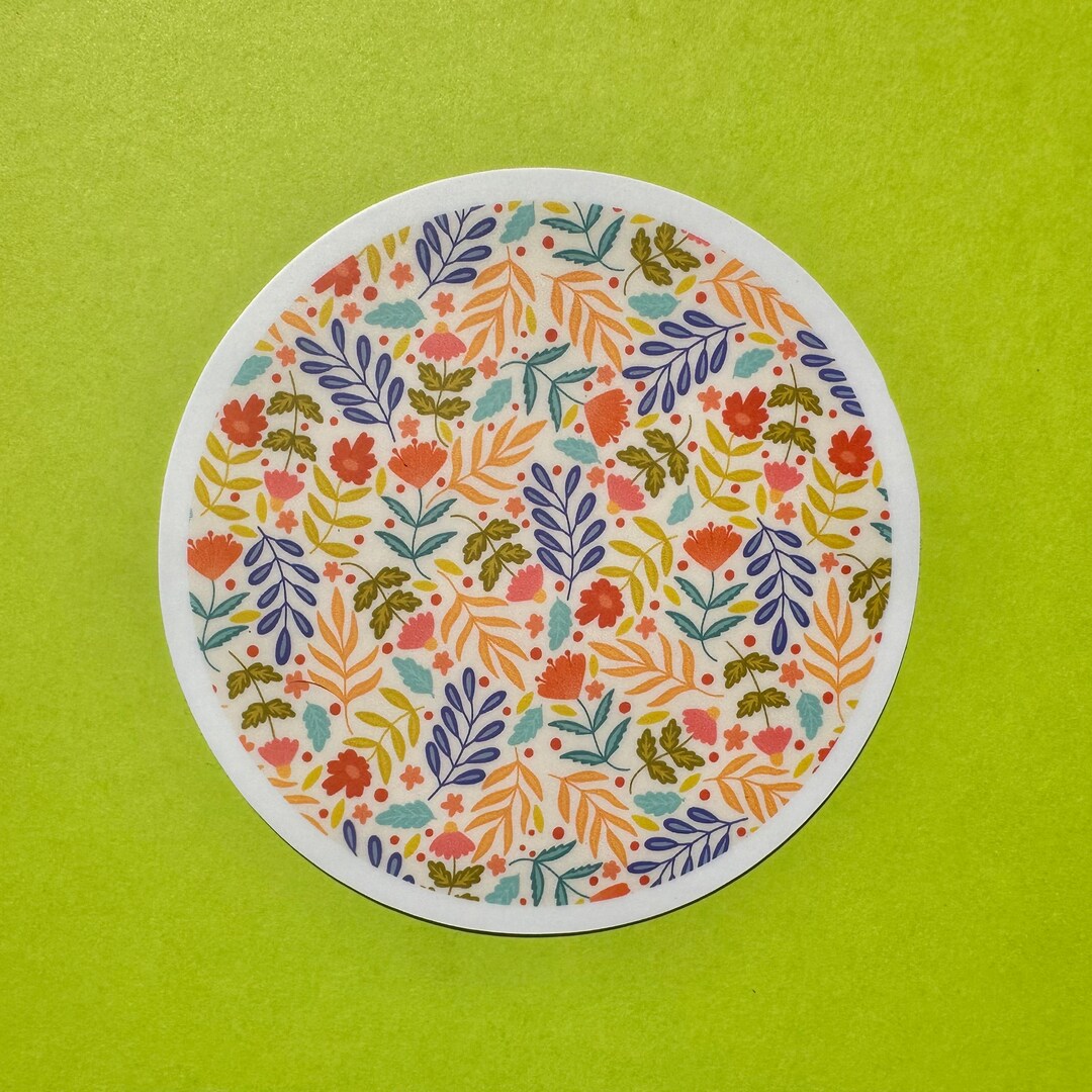 Delicate Spring Floral Circle Sticker - Etsy
