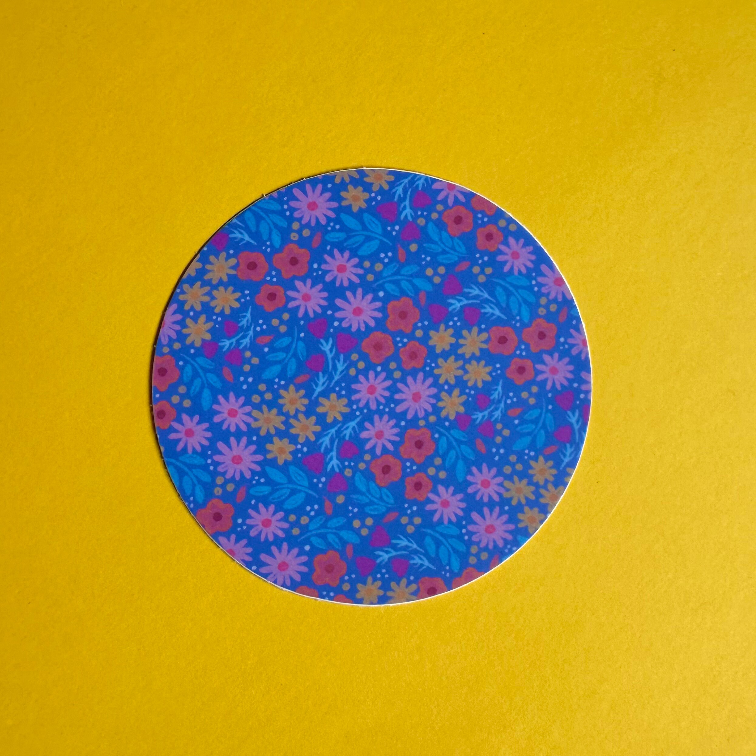 Periwinkle Florals Circle Sticker - Etsy
