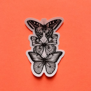 Clear Black Butterflies Sticker - Etsy