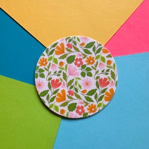 Summertime Florals Circle Sticker - Etsy