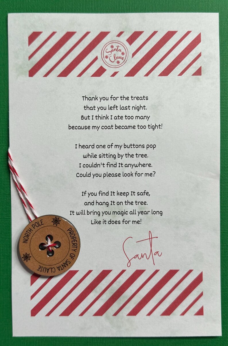 Santa Clause Button and Letter - Etsy