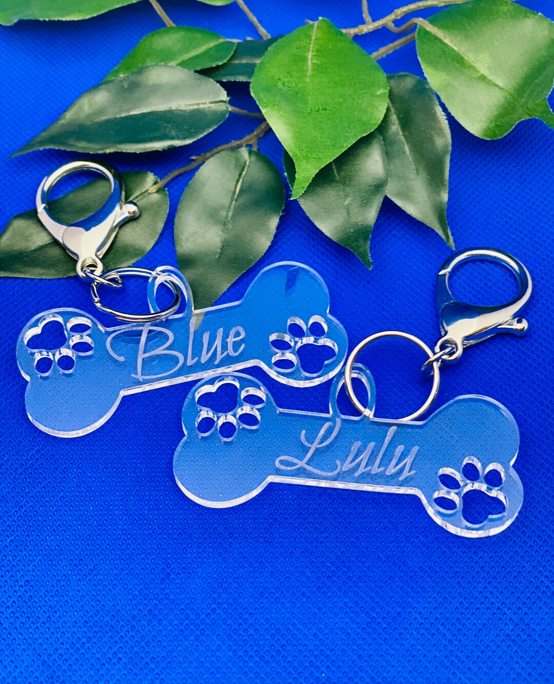 Personalized Dog Bone Acrylic Keychain, Dog Tag, Personalized Pet ...