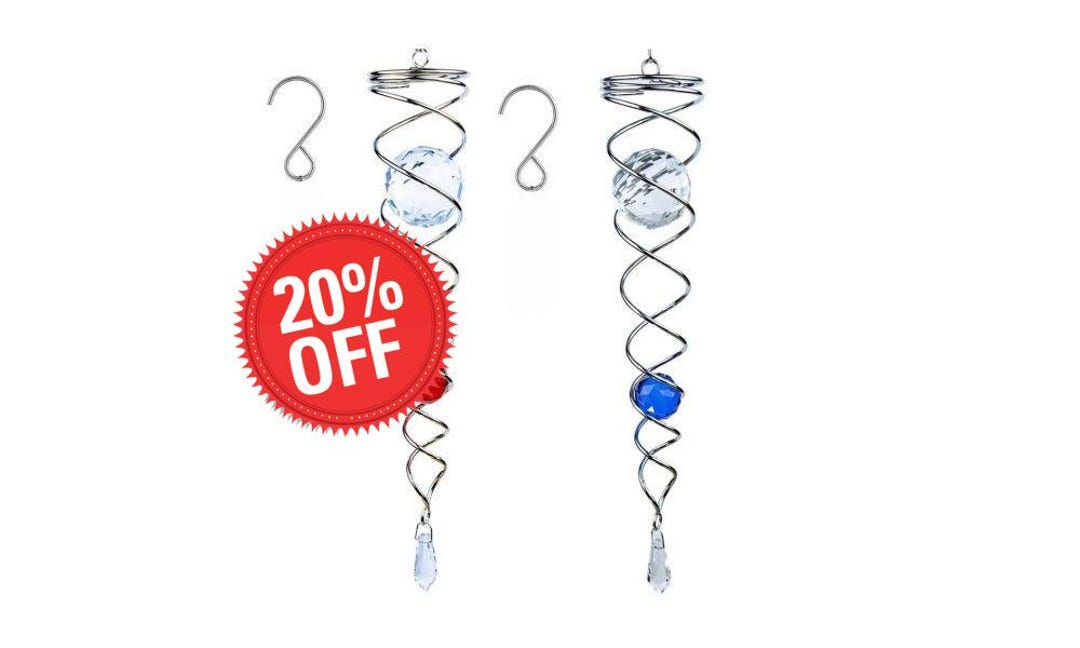 Kinetic Spiral Crystal Ball Wind Spinner, Crystal Glass Orb Pendant ...