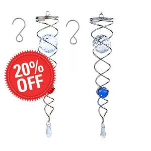 Kinetic Spiral Crystal Ball Wind Spinner, Crystal Glass Orb Pendant ...