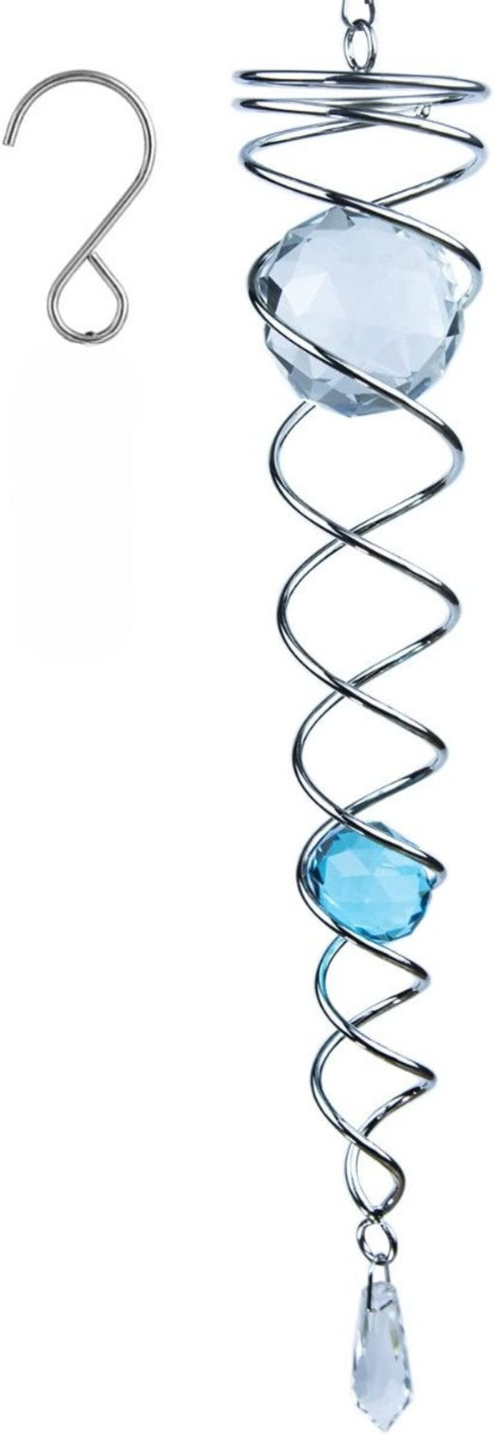 Kinetic Spiral Crystal Ball Wind Spinner, Crystal Glass Orb Pendant ...