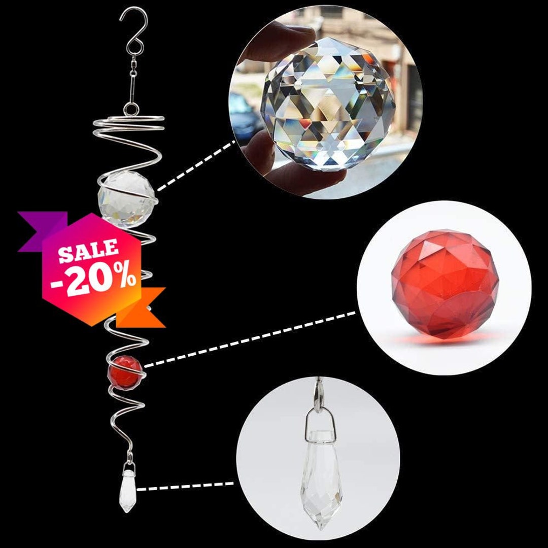 Kinetic Spiral Crystal Ball Wind Spinner 2x Crystal Glass Orb - Etsy