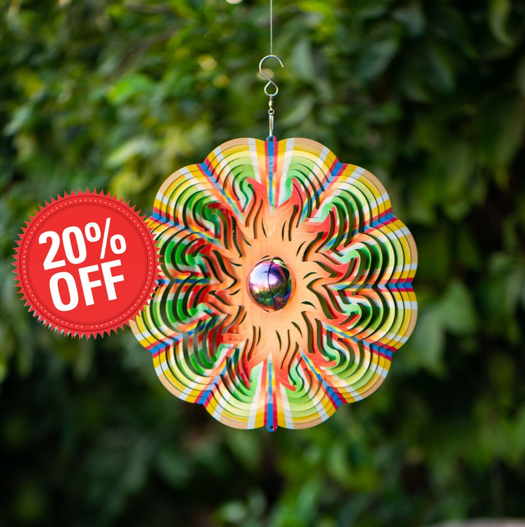 Garden Decor Sun Wind Spinner 12-in Gazing Sun Hanging - Etsy