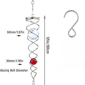 Kinetic Spiral Crystal Ball Wind Spinner, Crystal Glass Orb Pendant ...