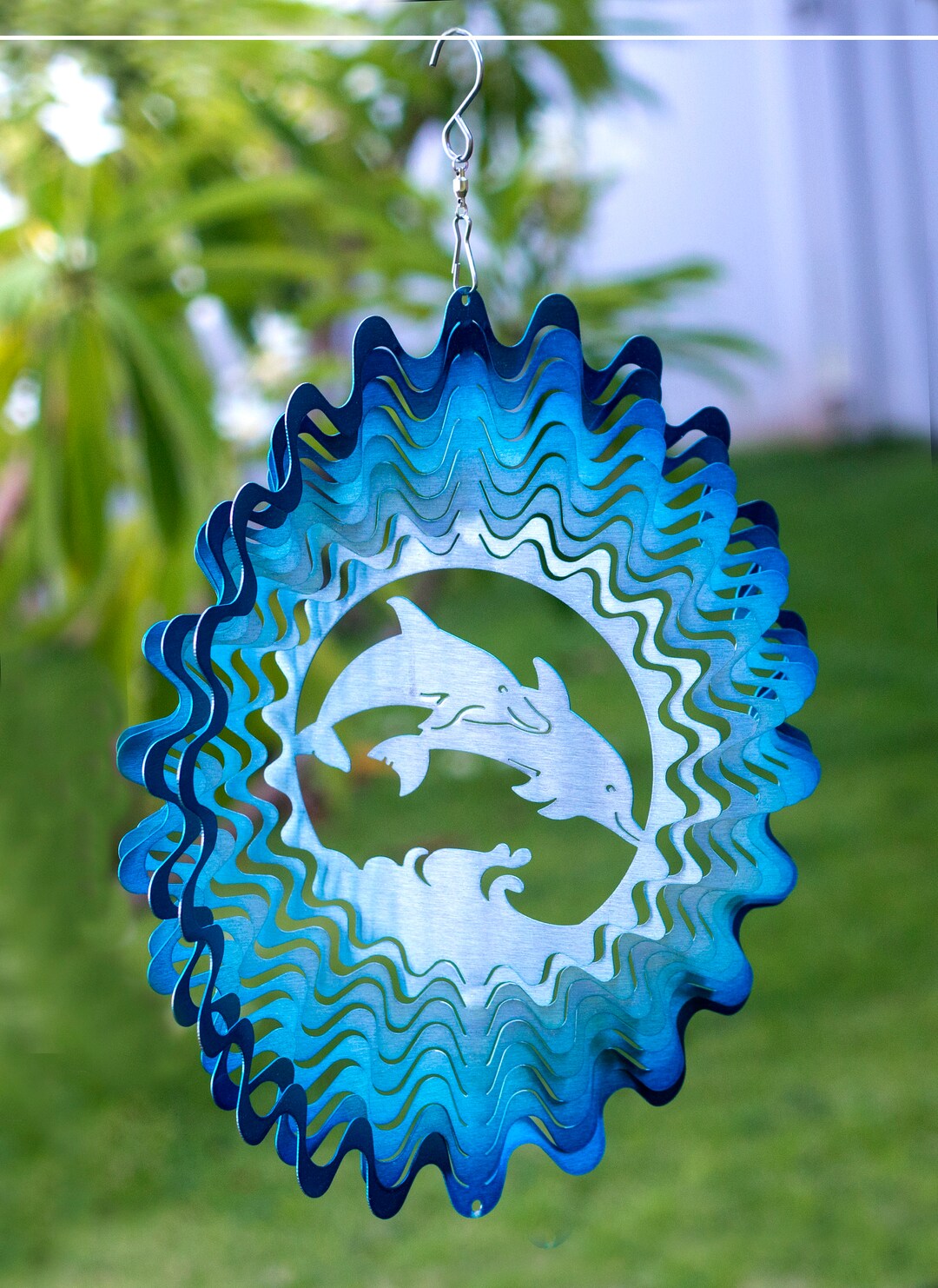 ISEO Dolphin Wind Spinner - 12 Inches Metal Wind Chimes for Garden Home ...