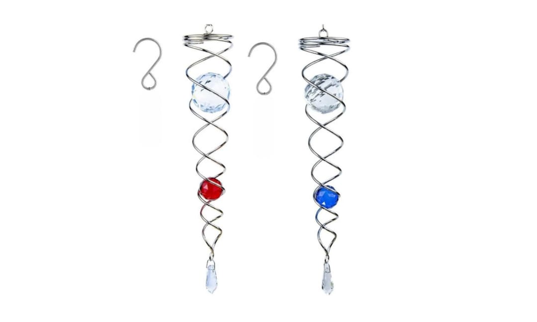 Kinetic Spiral Crystal Ball Wind Spinner, Crystal Glass Orb Pendant ...