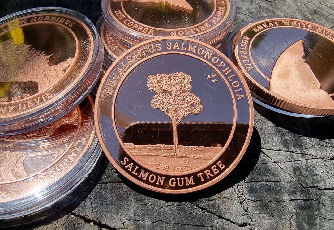 1 Ounce Copper Round - 1 Troy Ounce Salmon Gum Tree - Copper Coin - Etsy