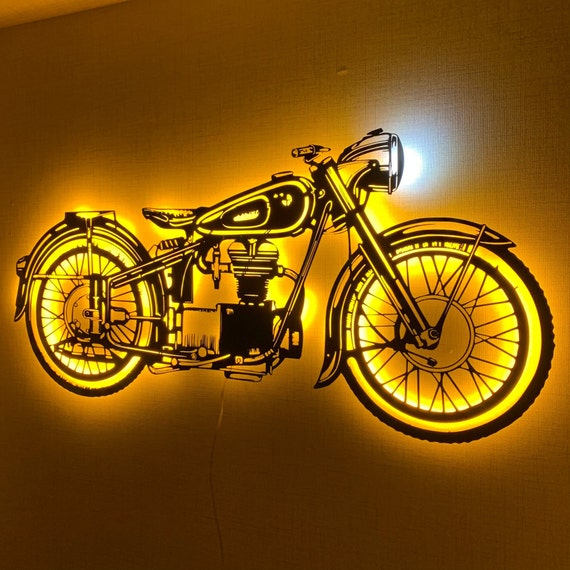 Harley Davidson Metal Led Wall Art Custom Led Sign Harley Etsy