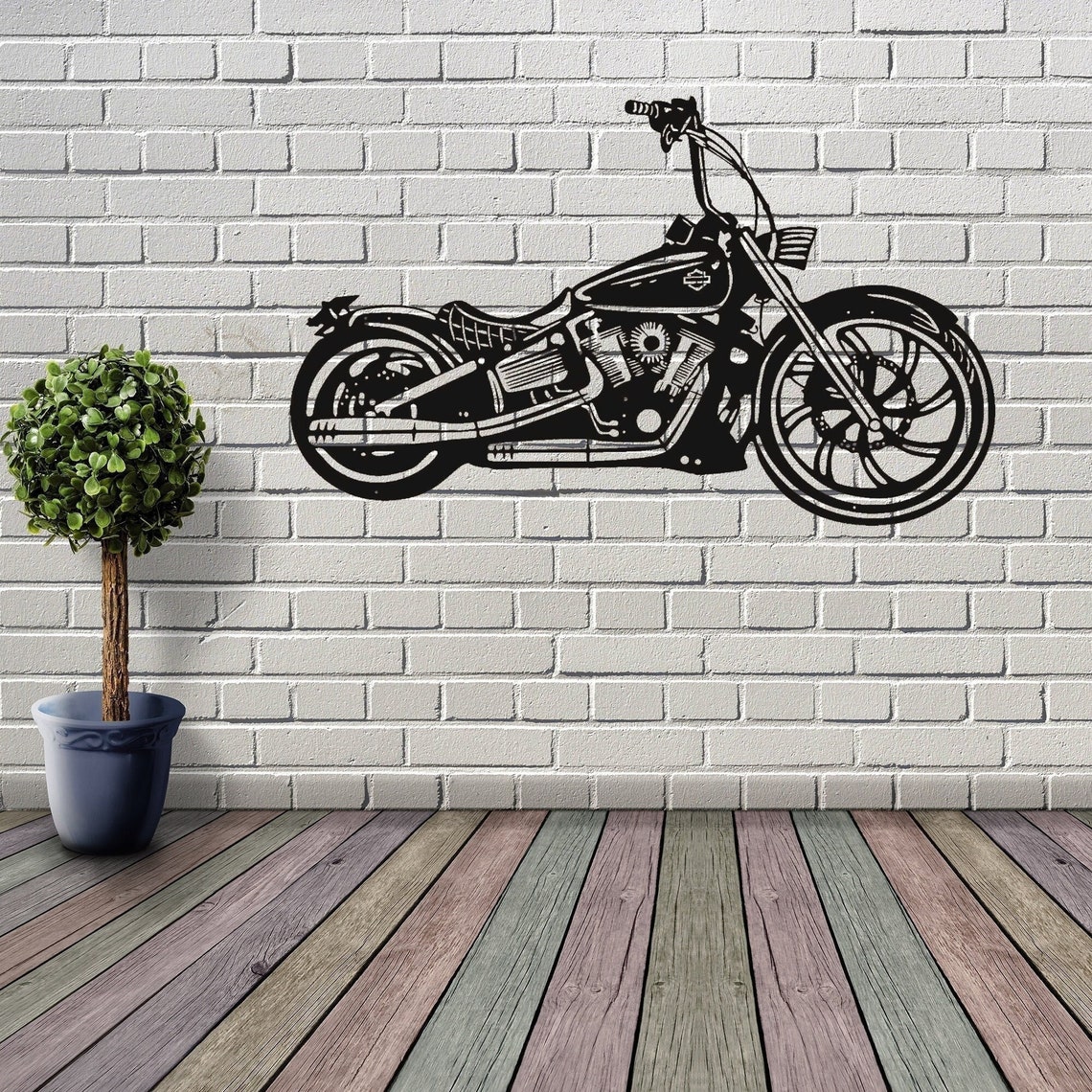 Harley Davidson Motorcycle Metal Wall Art Choppers Art Etsy