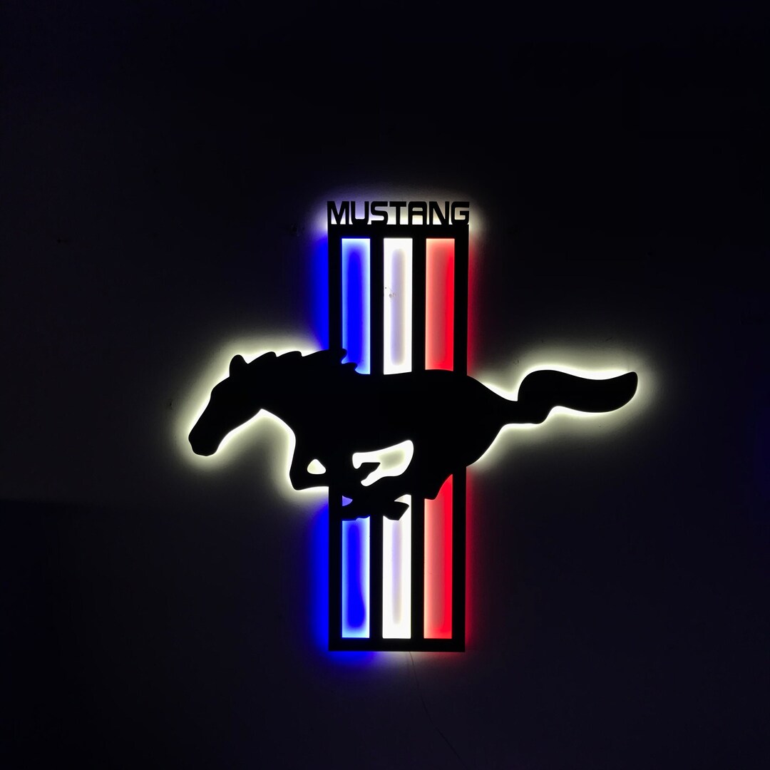 Mustang Led Lighted Wall Sign Mustang Horse Lighted Sign - Etsy