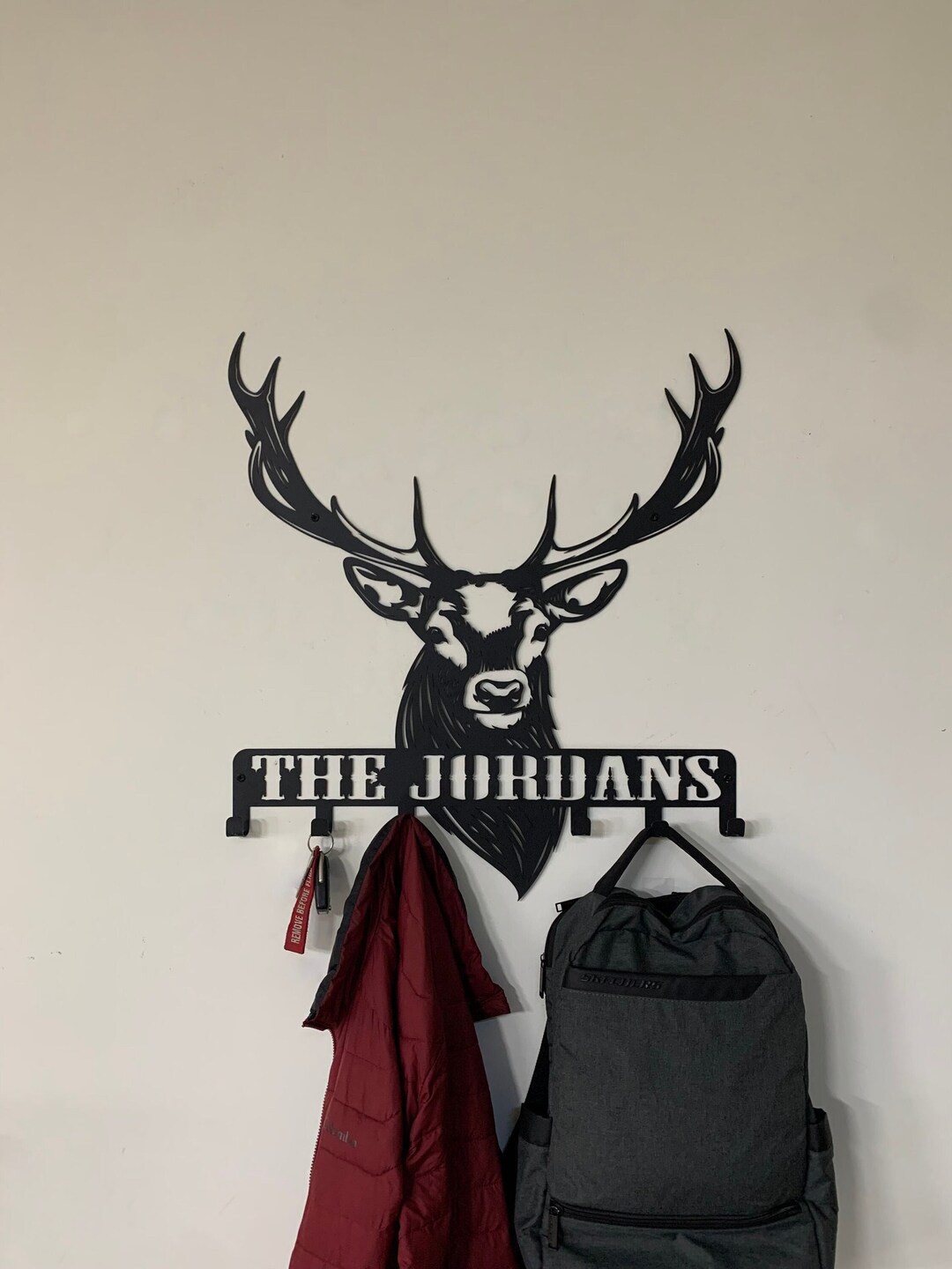Custom Metal Deer Coat Rack, Deer Hooks Decor, Wall Mounted Elk Antler ...