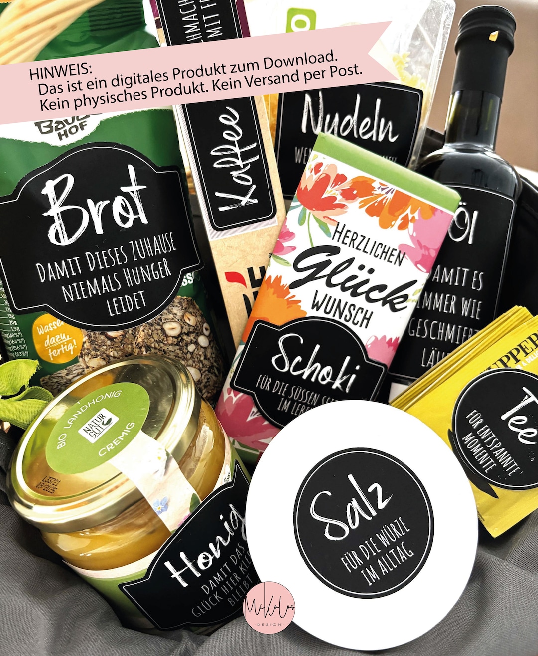 Salt, Bread, Wine, Chocolate and More Labels DOWNLOAD Housewarming Gift ...