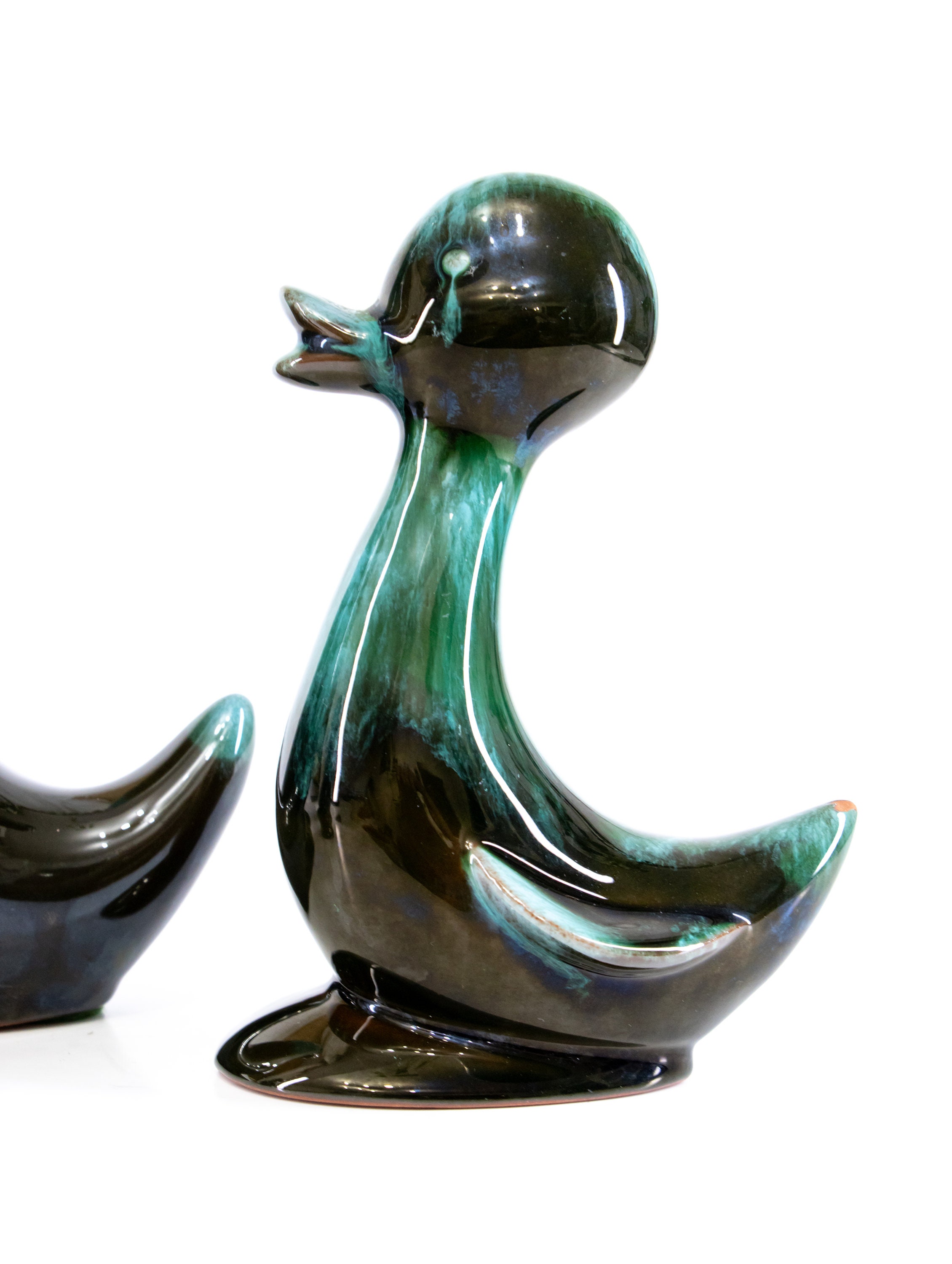Vintage Blue Mountain Pottery Tall Duck Duckling Figurines Turquoise ...