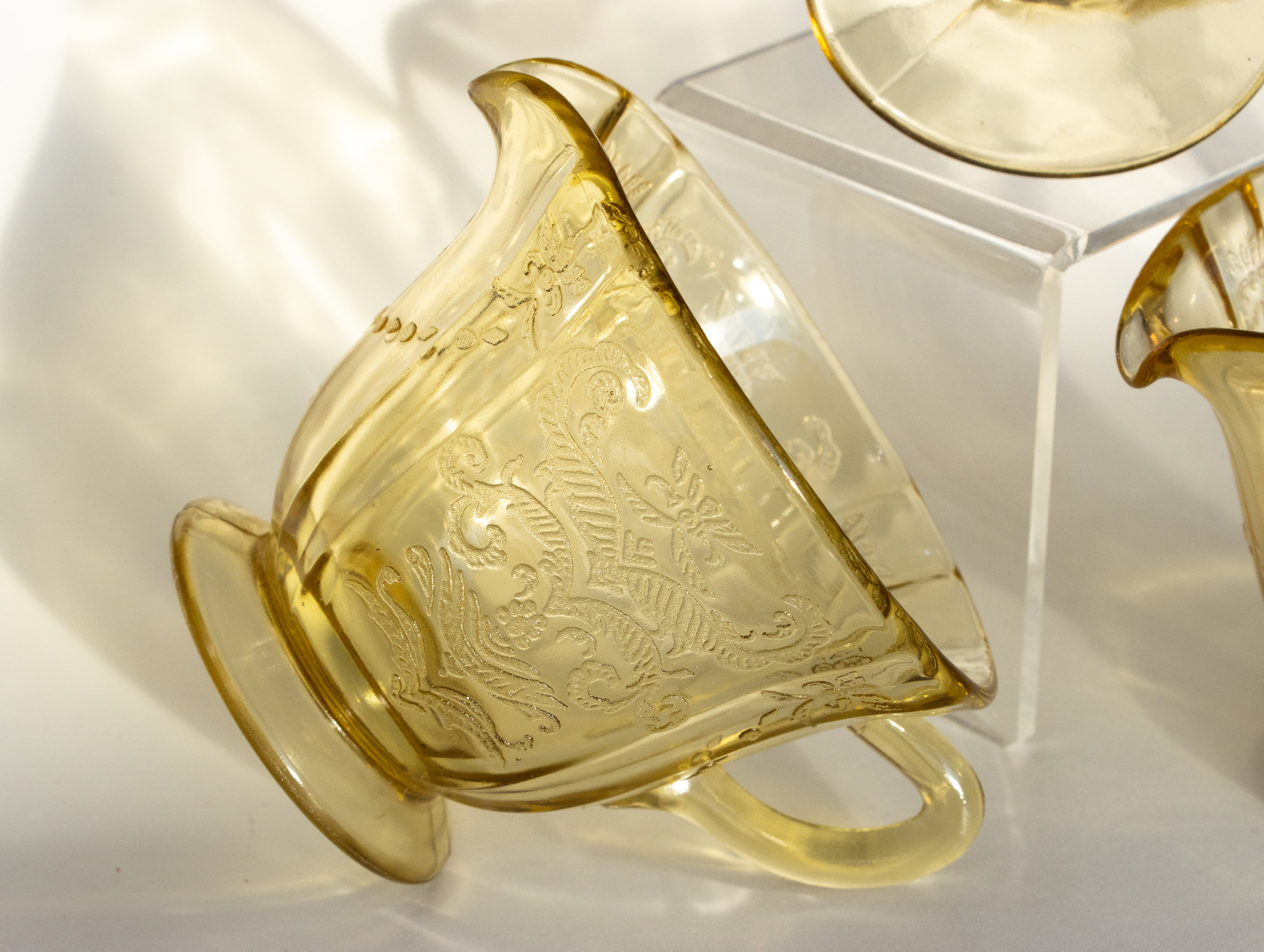 Vintage Federal Glass Madrid Amber Yellow 1930s Glass Set 3 Piece ...