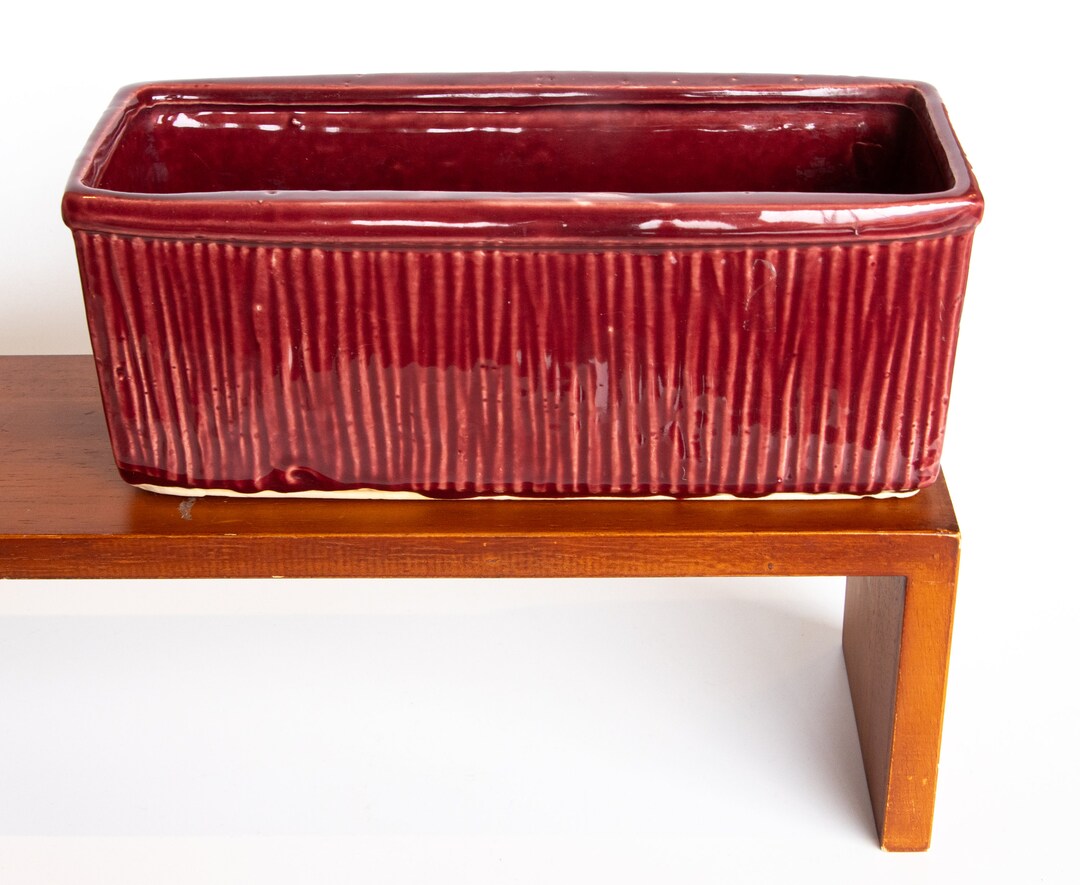 MCM Mccoy Ceramic Planter Box | Basketweave Maroon/brick Red | 1950s ...