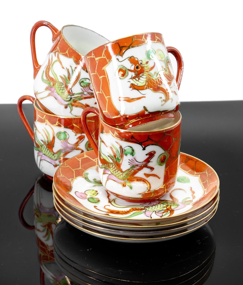 Chinese Dragon + Phoenix | Hand Painted Porcelain China | Teacup ...