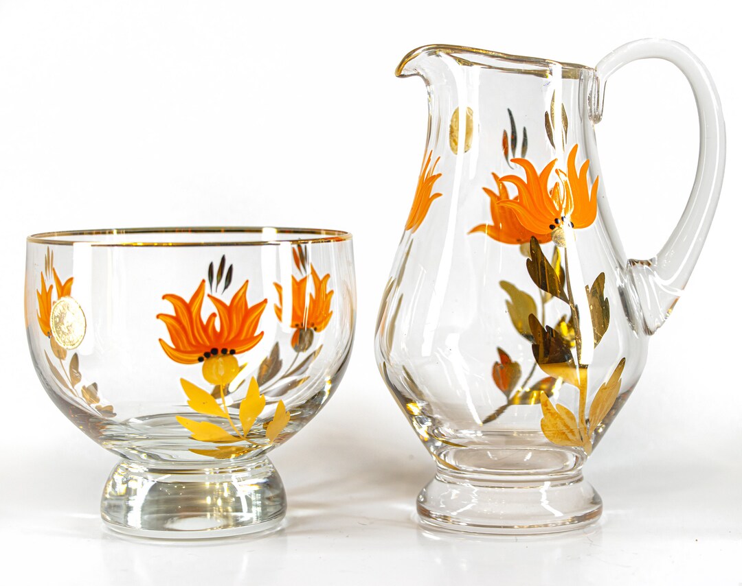 Vintage Hand Painted 1950's Bohemian Fine Leaded Crystal Pitcher ...