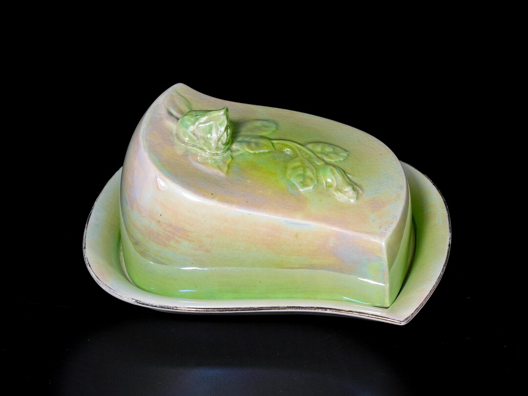 Vintage Royal Winton Grimwades Butter Dish With Raised Rose Handle ...