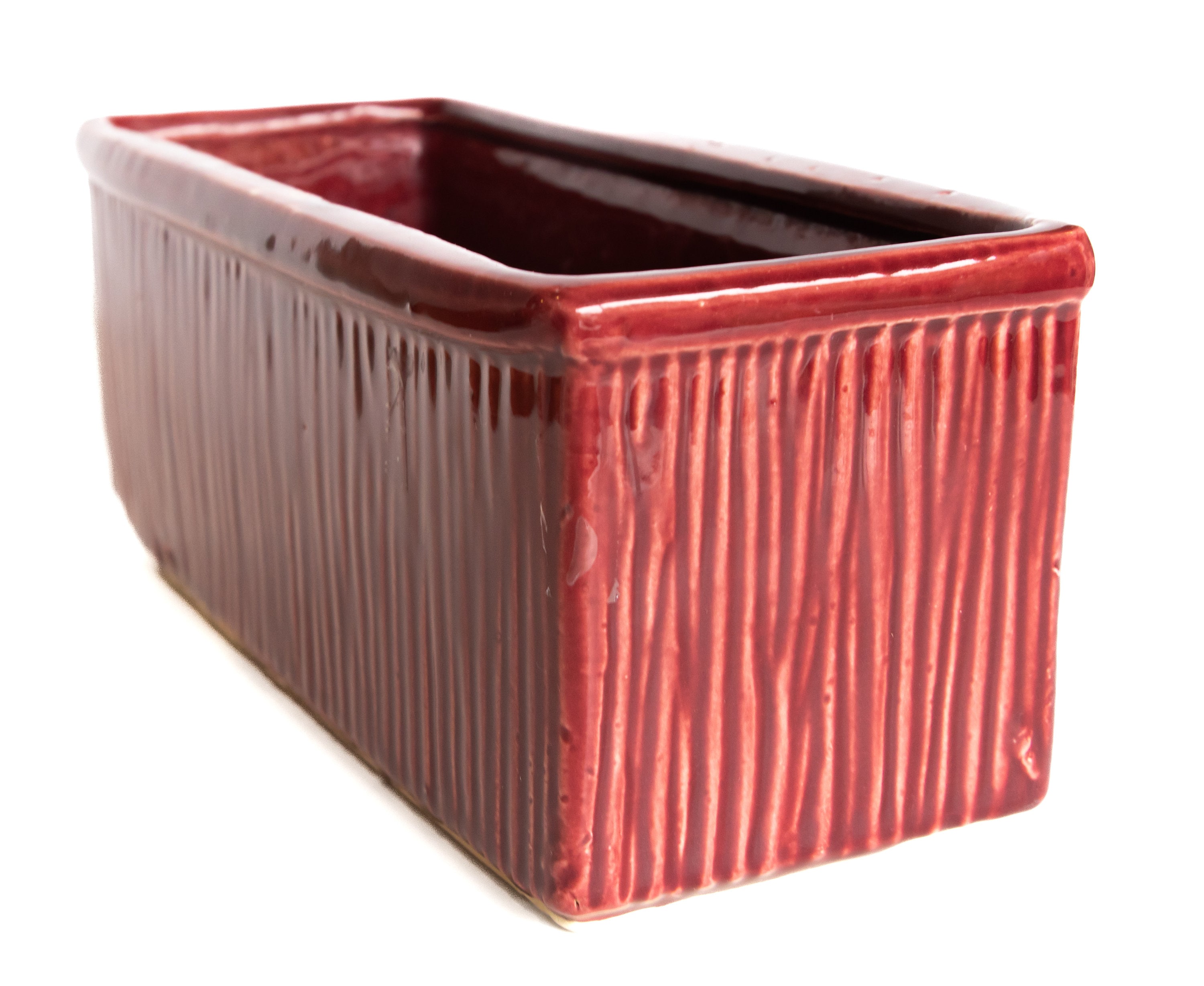 MCM Mccoy Ceramic Planter Box | Basketweave Maroon/brick Red | 1950s ...