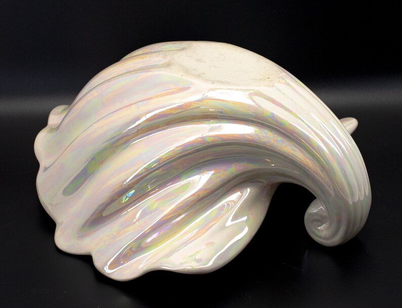 Iridescent Pearl Shell | Pottery Horn of Plenty Trinket Dish | Shell ...