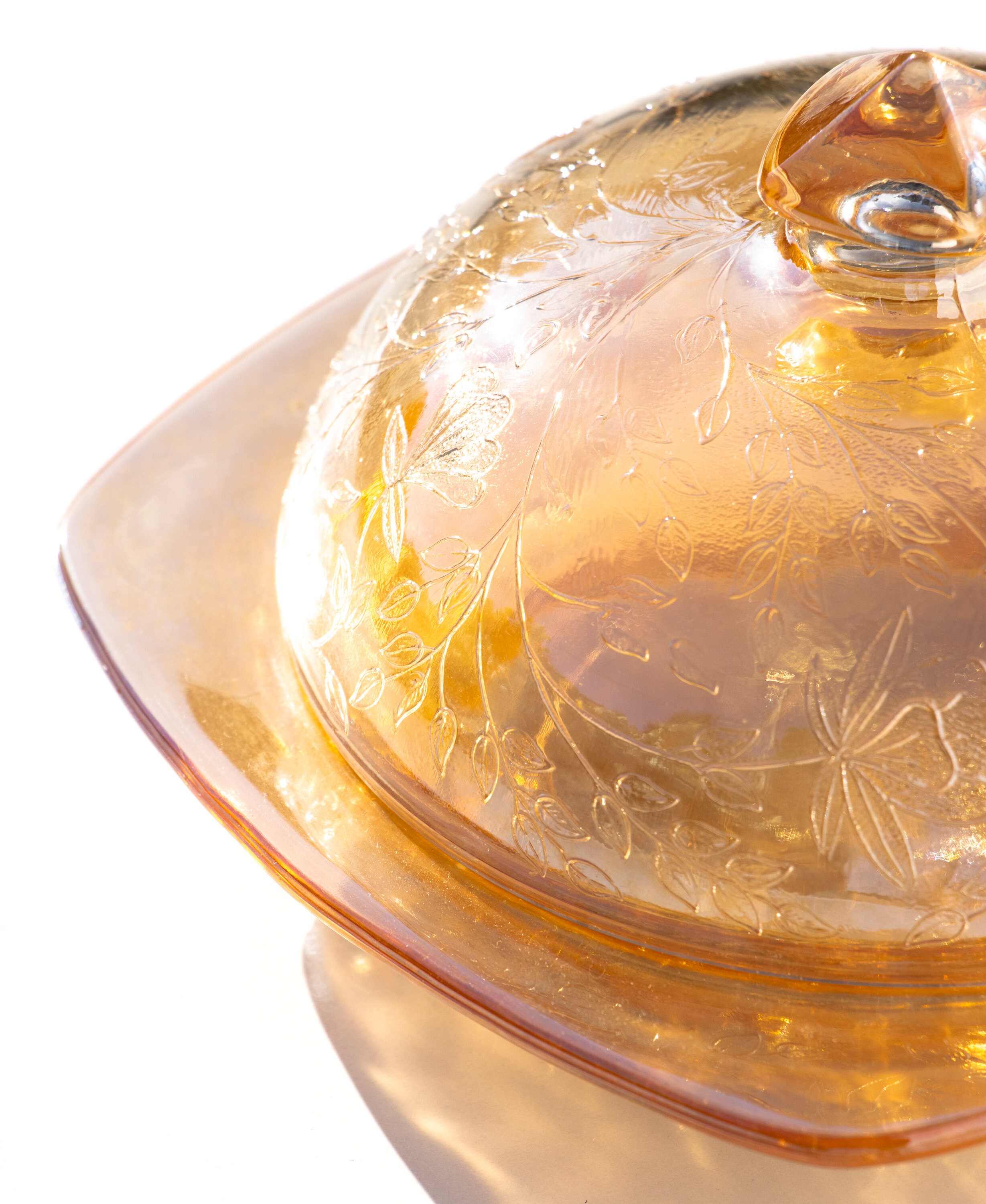 Jeanette Glass Floragold Louisa Butter Dish | 1950's Kitchen Decor ...