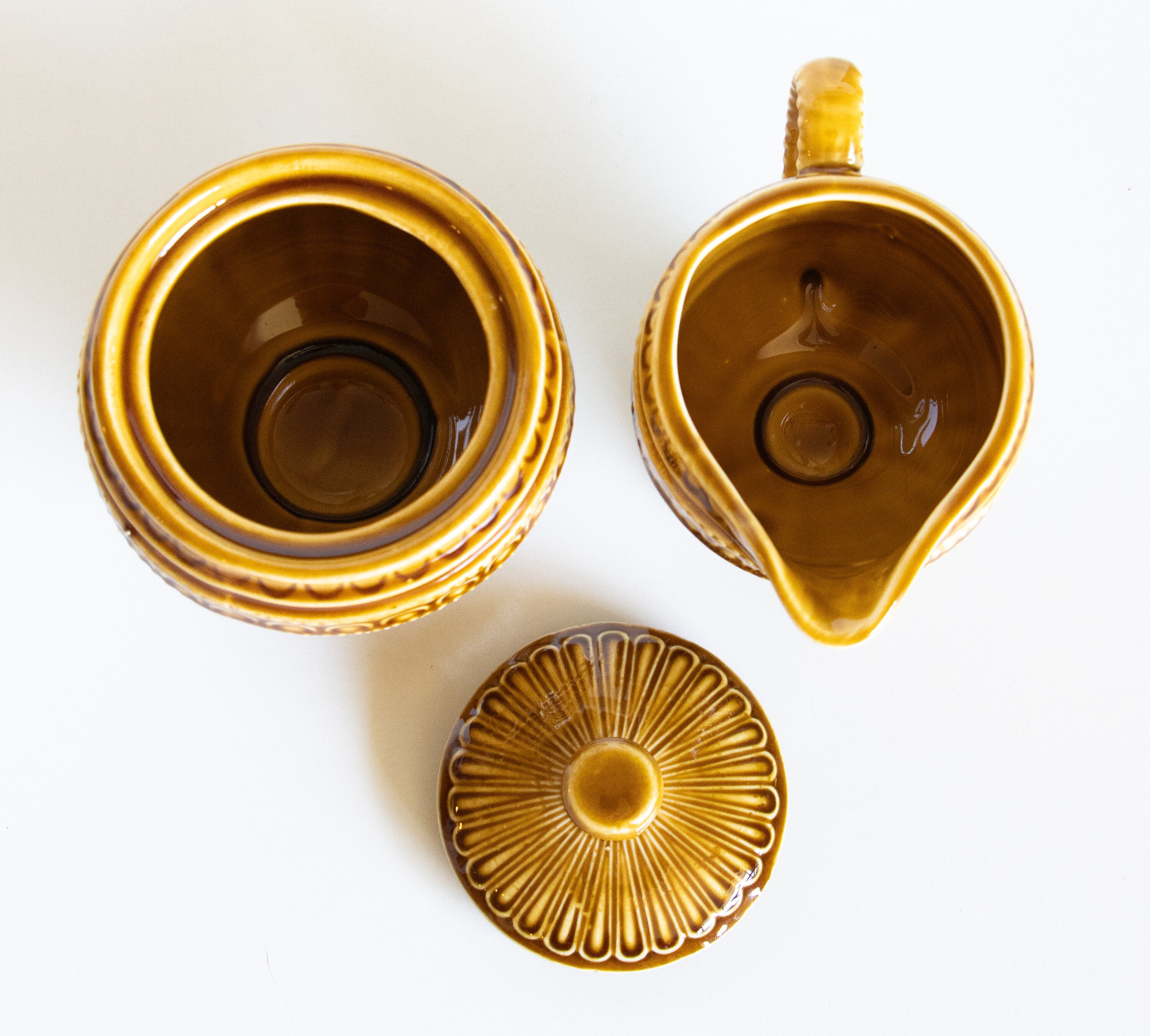 MCM Vintage Japan Ceraic Royal Sealy Sugar + Creamer Set | Mustard Tan ...