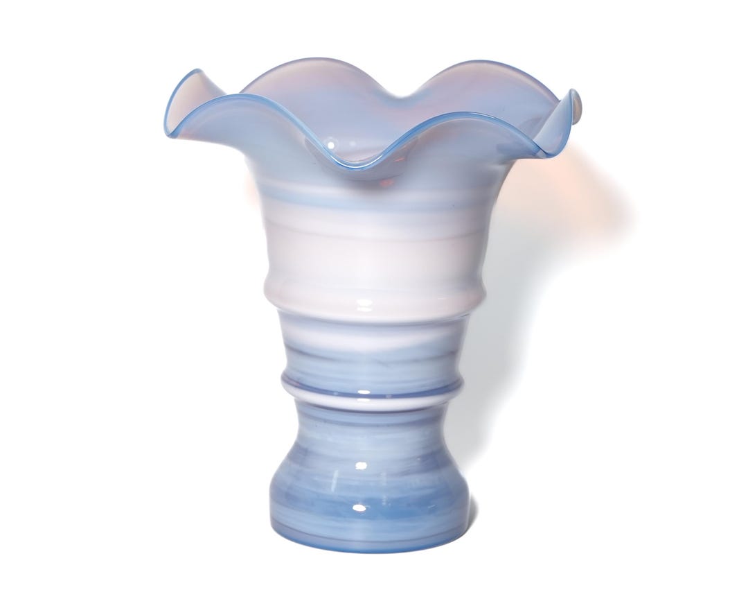 Vintage Altaglass Ruffle Vase – Lavender/mauve Opaline Glass, Handmade ...