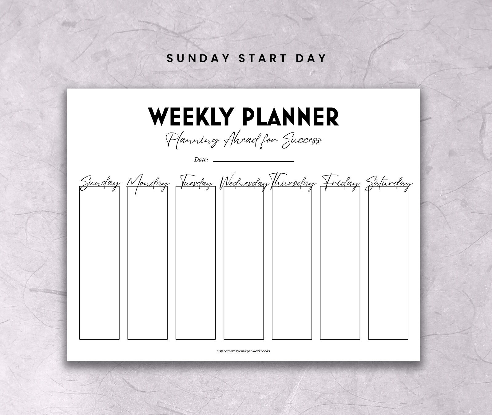 Printable Weekly Planner Sheet Minimalist Planner ~ 2 Week Start ...