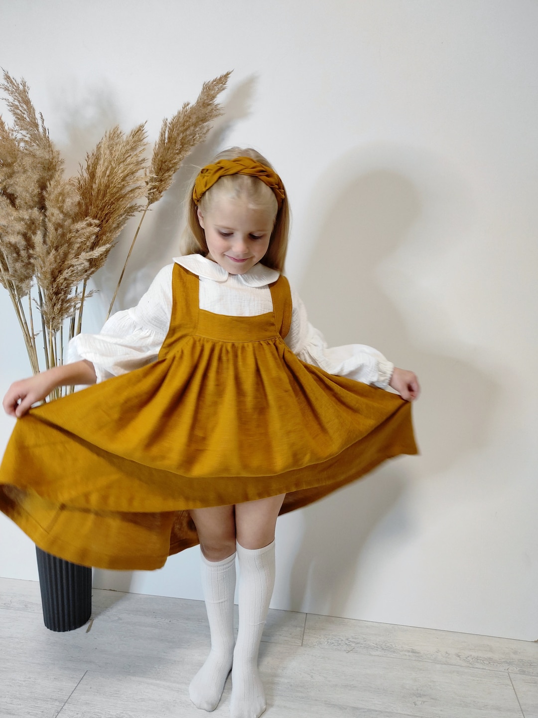 Pinafore Dress for Baby and Toddler Girl Linen Pinafore Dress Kids ...