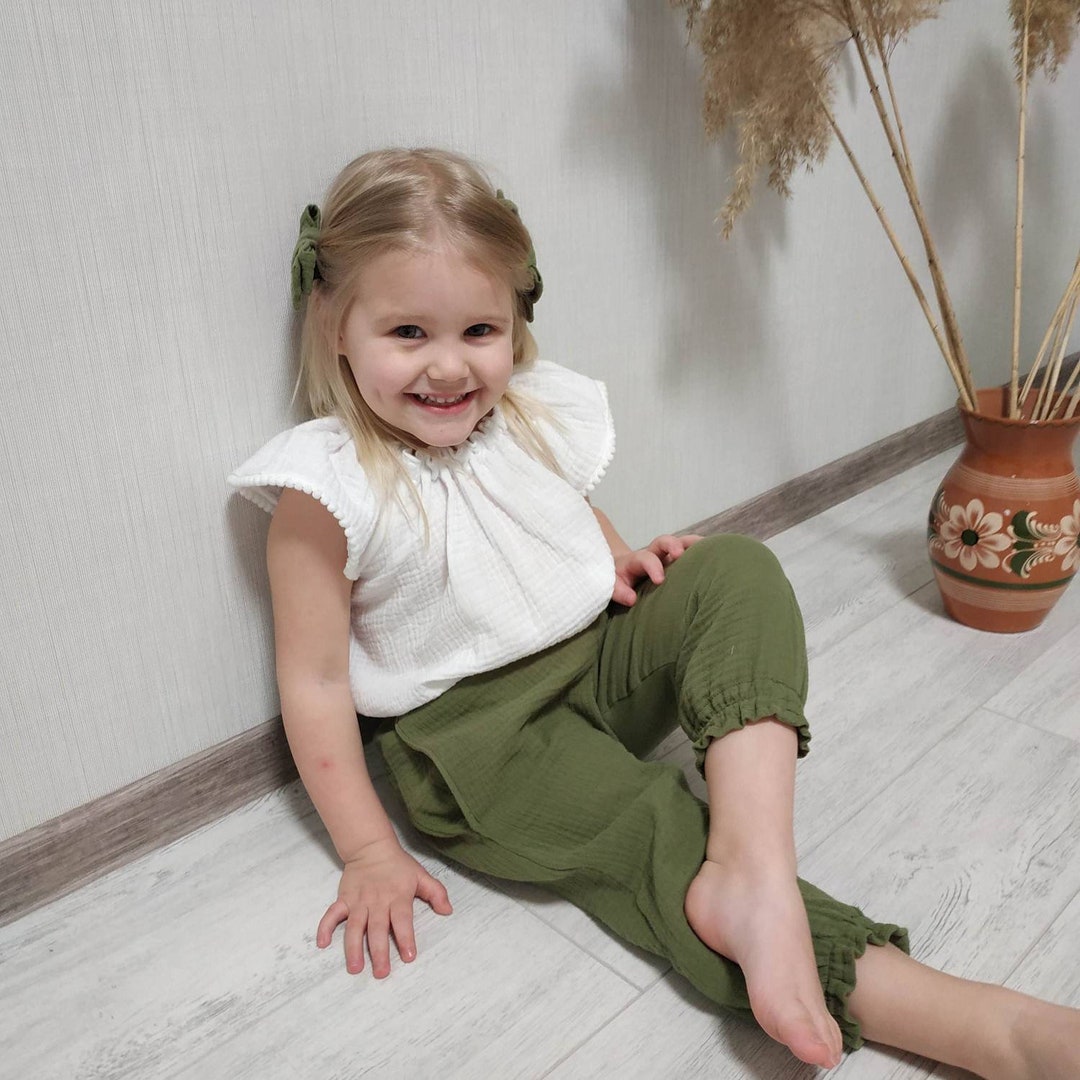Summer Pants With Pockets for Kids. Simple Muslin Baby Joggers, Organic ...
