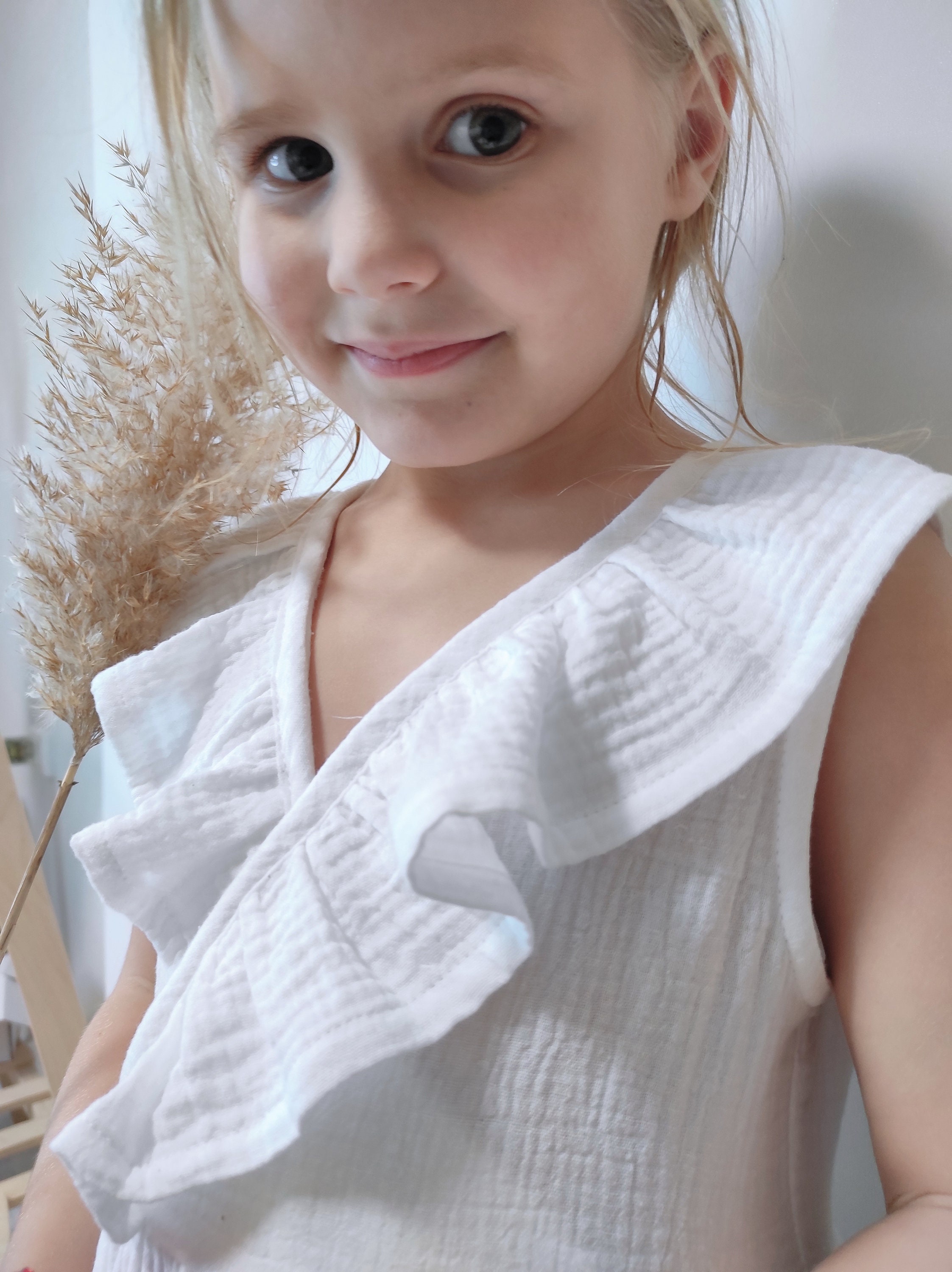 Flower Girl Muslin Dress White Summer Dress Organic Baby Clothing ...