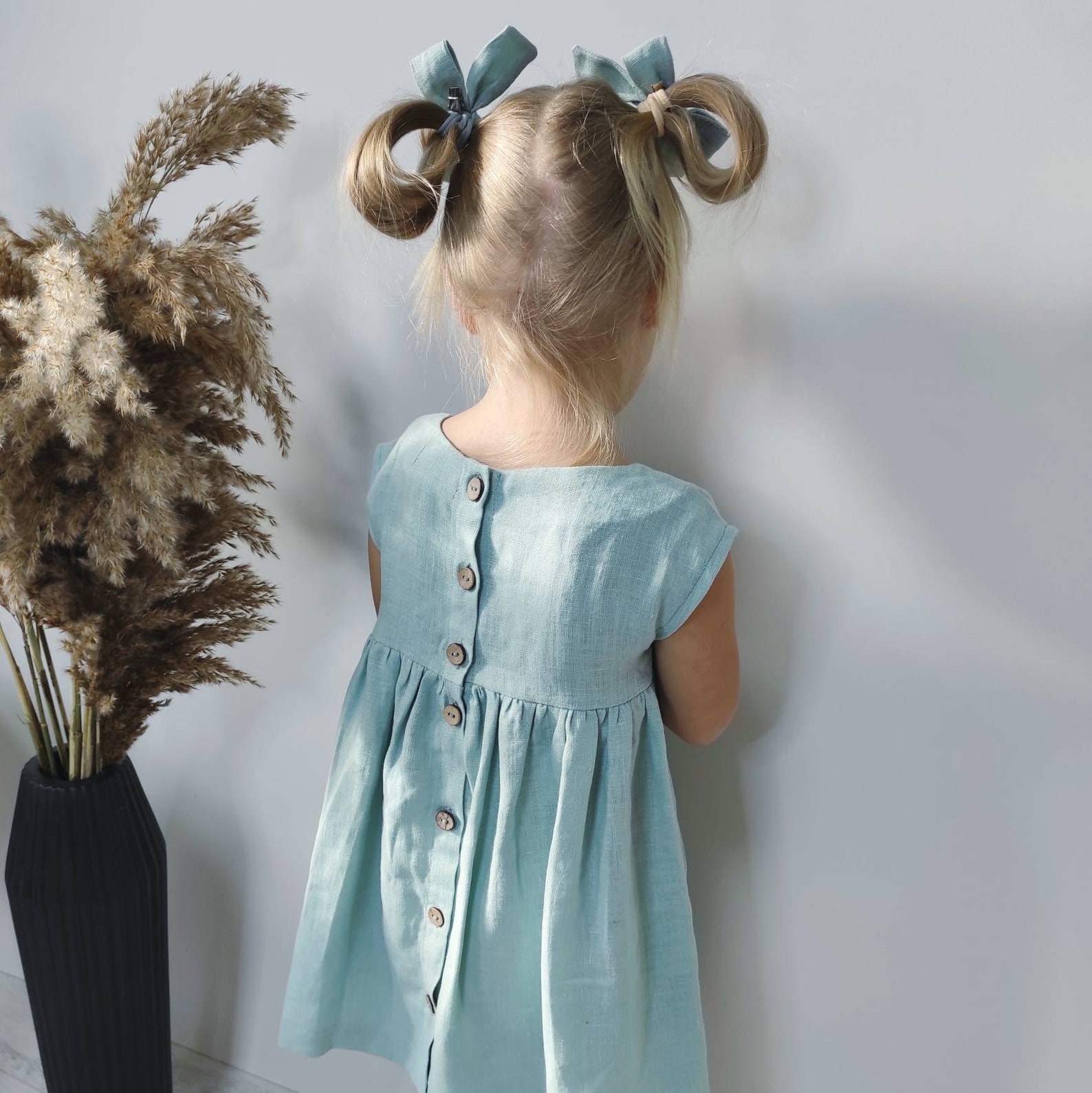 Simple Linen Girls Dress, Homespun Canvas Linen Baby Clothing, Rustic ...