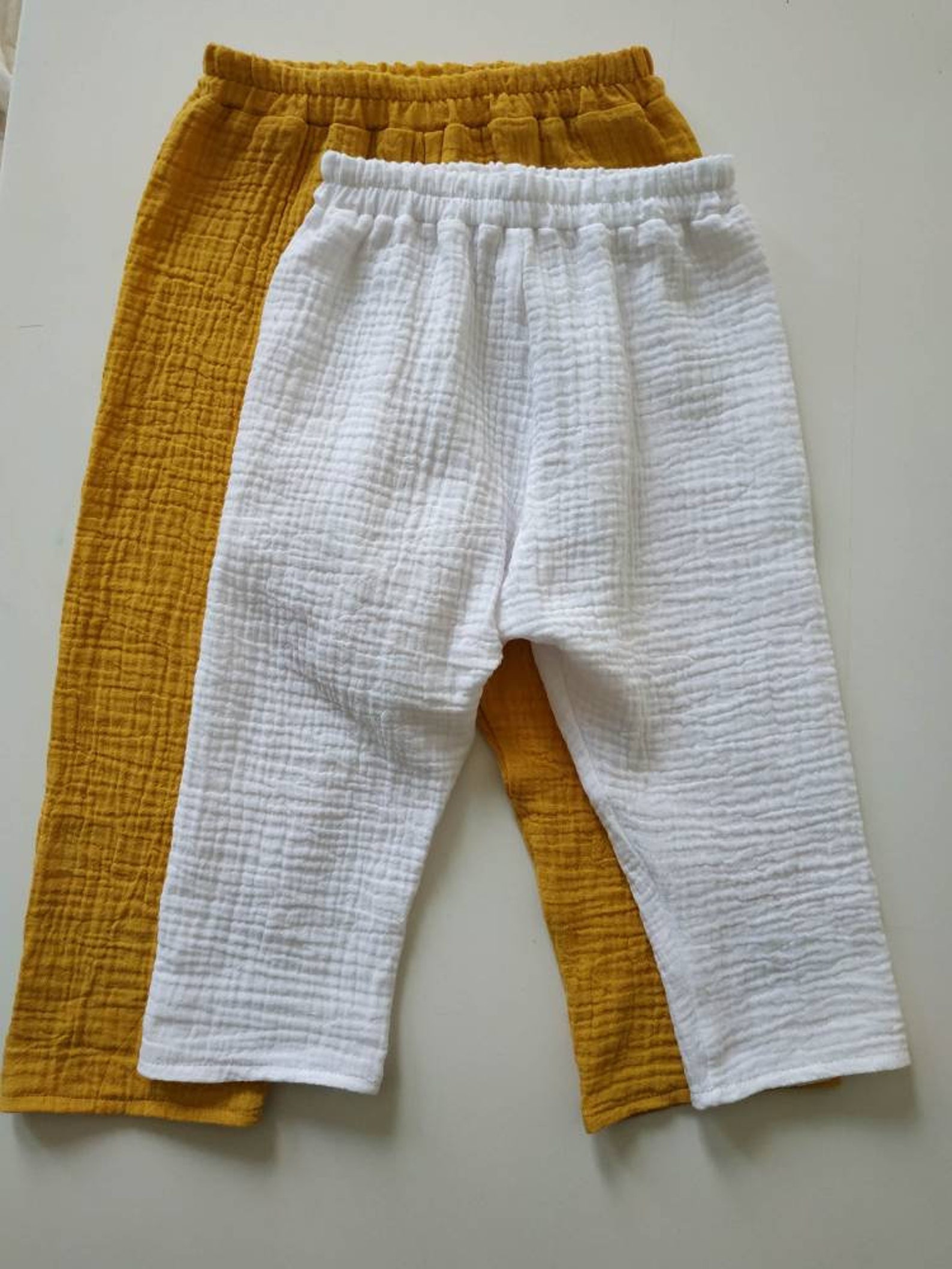 Simply white muslin pants for kids. Unisex pants made of | Etsy