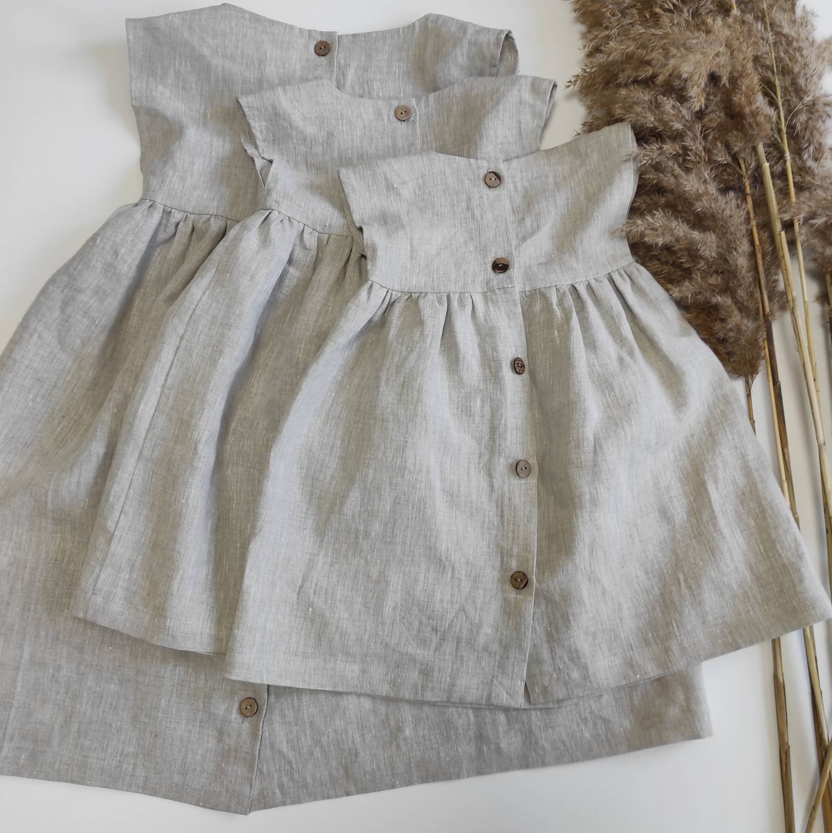 Simple Linen Girls Dress, Homespun Canvas Linen Baby Clothing, Rustic ...
